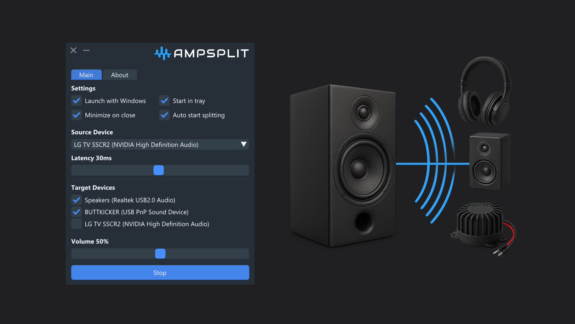 AmpSplit - Audio Repeater for Windows